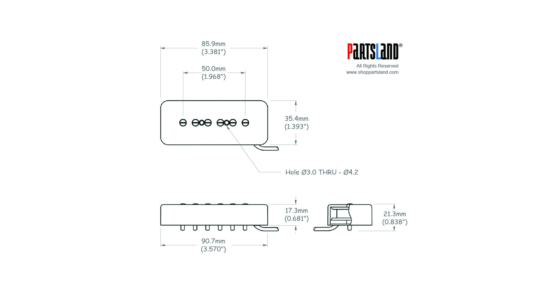 Partsland P90S-IV-Neck Doza single-coil pentru chitara - Zeedo Shop